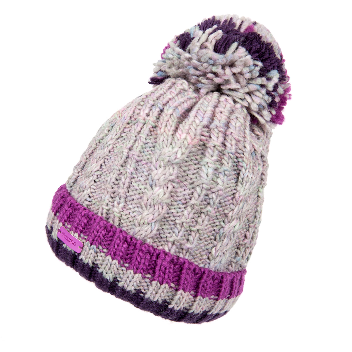 Bommel Mütze Lila mit Umschlag extra warm von MAXIMO --> hut.net