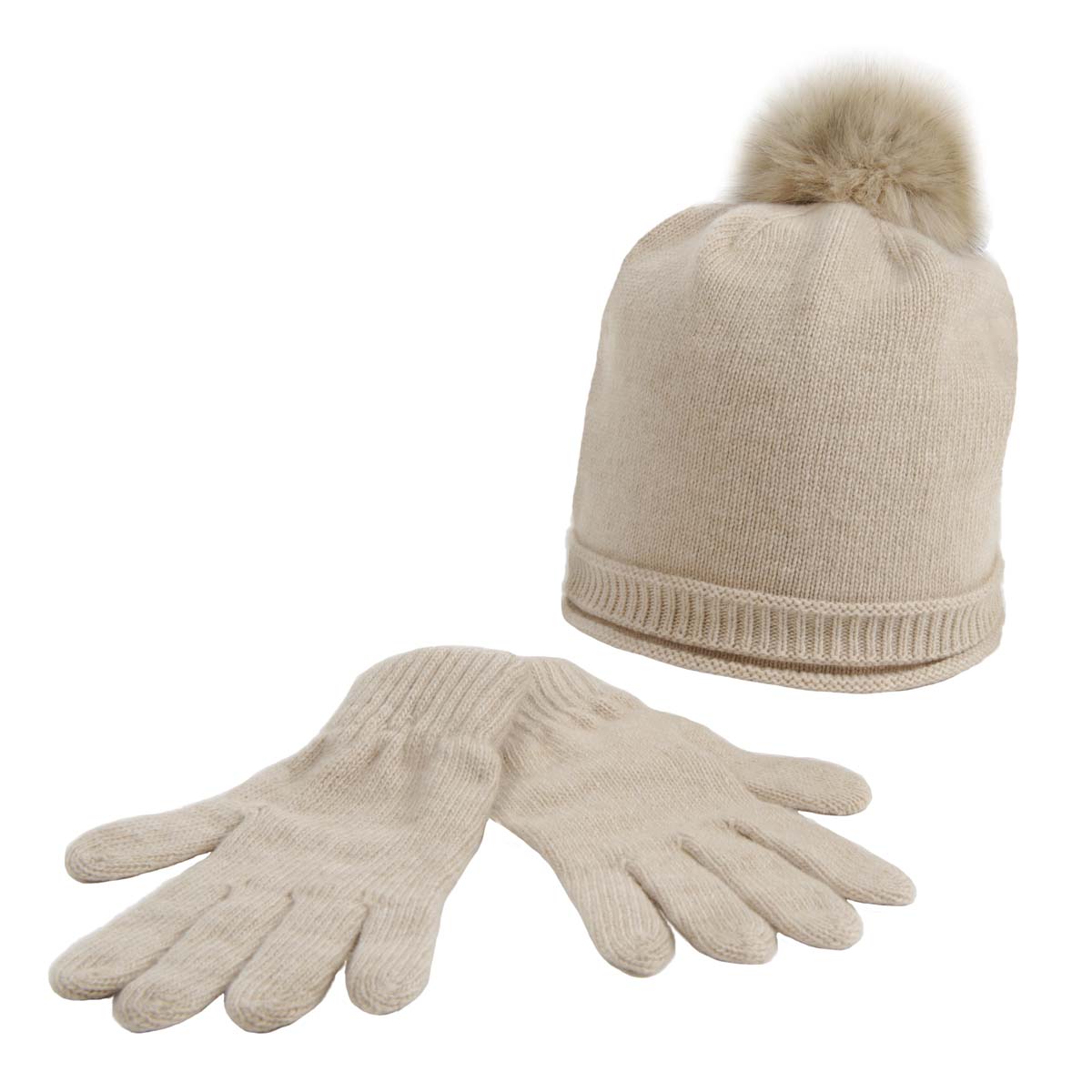 Set bestehend aus Mütze mit Bommel und passenden Handschuhen --> hut.net